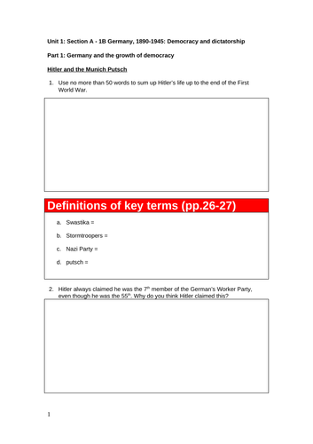 Hitler and the Munich Putsch | Teaching Resources