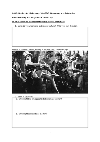 The Golden Age of the Weimar Republic 1924-29 | Teaching Resources