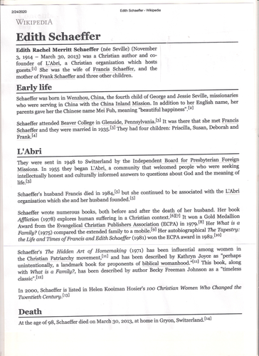 Francis and Edith Schaeffer, Founders of the L'Abri Fellowship ...