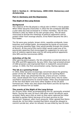 The Night of the Long Knives June 1934 | Teaching Resources