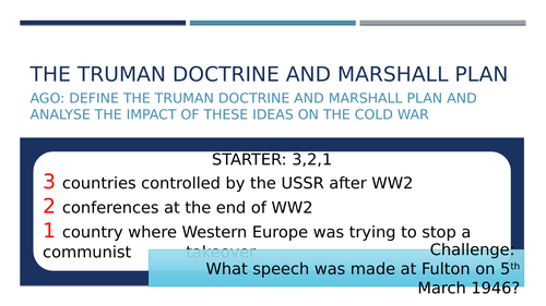 Truman Doctrine and Marshall Plan GCSE | Teaching Resources