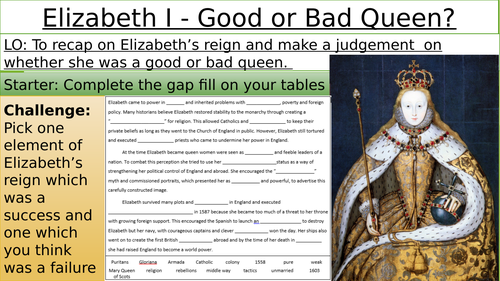 Elizabeth I - Good or Bad Queen? KS3 | Teaching Resources