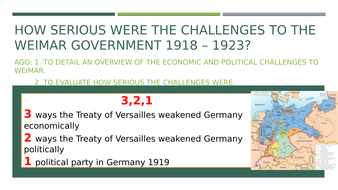 Challenges to Weimar Republic 1918-1923 Revision | Teaching Resources
