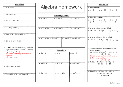 Mixed Basic Algebra - Worksheet | Teaching Resources