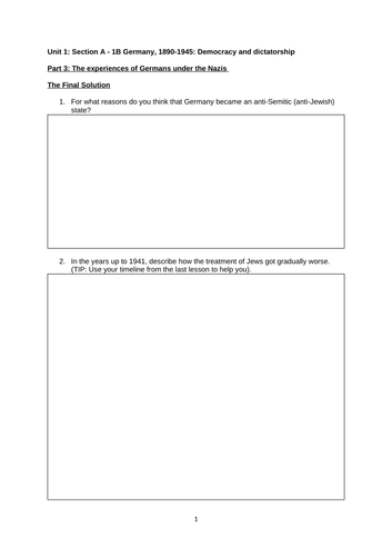 Nazi Persecution of the Jews & Final Solution | Teaching Resources