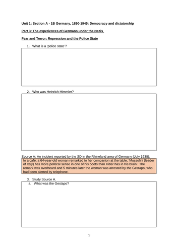 Nazi Repression & the Police State - SS, SA and Gestapo | Teaching ...