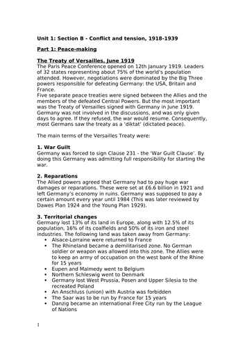 The Treaty of Versailles | Teaching Resources