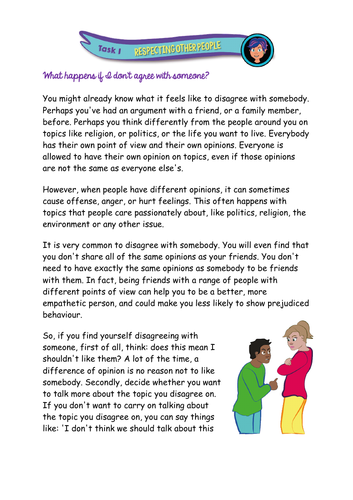 Respect, Disagreements + Differences PSHE | Teaching Resources