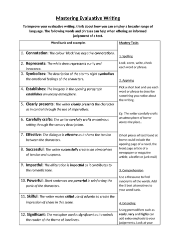 Writing to Evaluate- Frankenstein | Teaching Resources