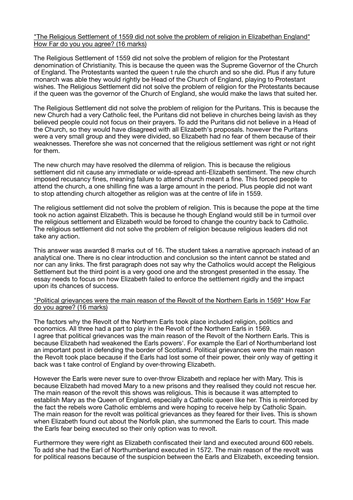 GCSE Edexcel 9-1 Example Answers | Teaching Resources