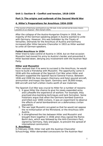 Anschluss with Austria and Appeasement | Teaching Resources