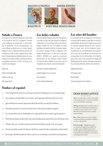 Boletín (Weekly A Level Spanish news and exam practice) | Teaching ...