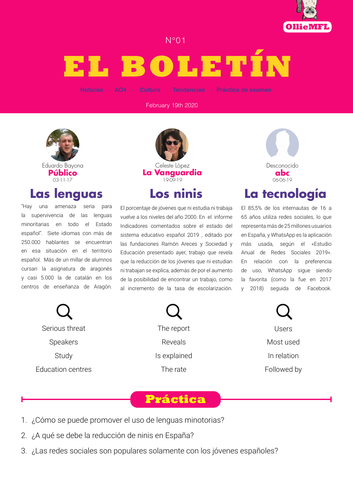 Boletín (Weekly A Level Spanish news and exam practice) | Teaching ...