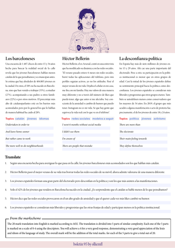 Boletín (Weekly A Level Spanish news and exam practice) | Teaching ...