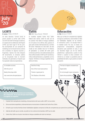 Boletín (Weekly A Level Spanish news and exam practice) | Teaching ...