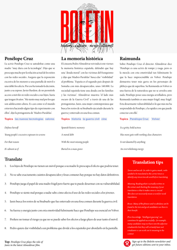 Boletín (Weekly A Level Spanish news and exam practice) | Teaching ...