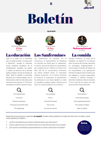 Boletín (Weekly A Level Spanish news and exam practice) | Teaching ...
