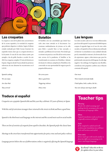Boletín (Weekly A Level Spanish news and exam practice) | Teaching ...