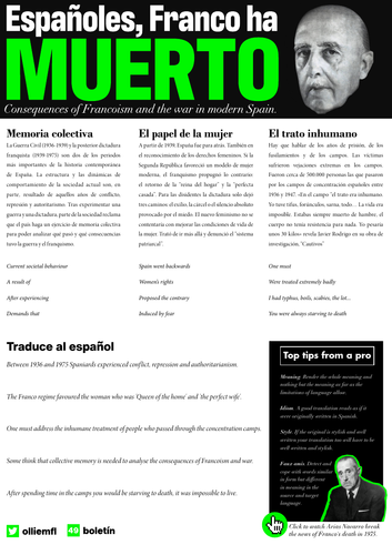 Boletín (Weekly A Level Spanish news and exam practice) | Teaching ...