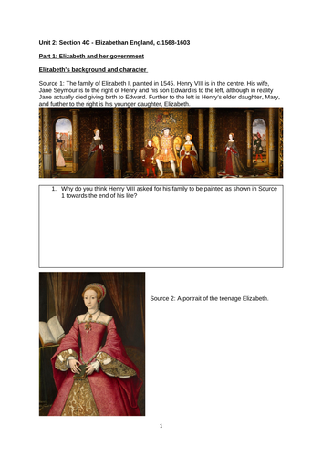 Introduction to Elizabeth I and her background and character | Teaching ...