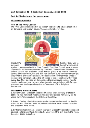 Elizabethan Politics (Elizabeth I) | Teaching Resources
