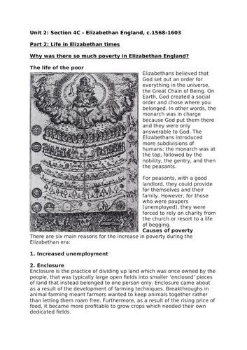 Life of the poor and causes of poverty in Elizabethan England ...