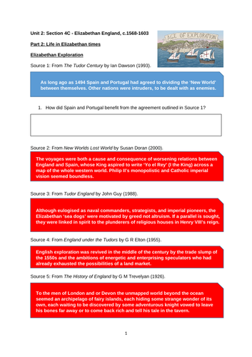 The Age of Exploration during the reign of Elizabeth I | Teaching Resources