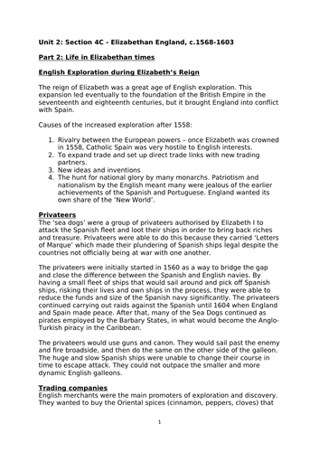 The Age of Exploration during the reign of Elizabeth I | Teaching Resources