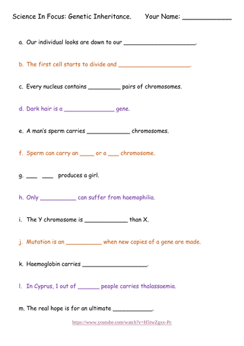 Science In Focus: Genetic Inheritance Video Questions | Teaching Resources