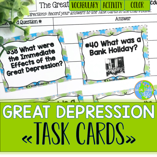 Great Depression TASK CARDS | Teaching Resources