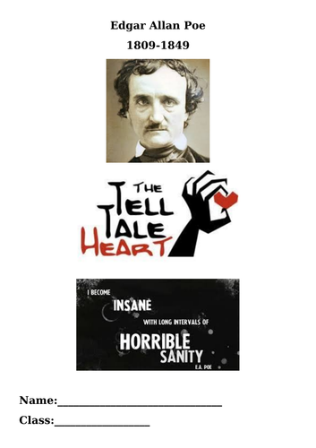 Edgar Allen Poe - The Tell Tale Heart - Power Point and Booklet ...