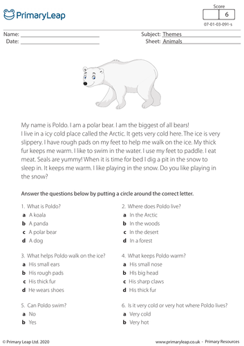 KS1 Reading Comprehension - A Polar Bear Called Poldo | Teaching Resources