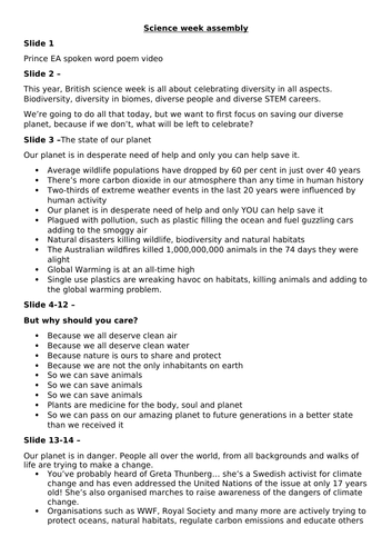 British Science week assesmbly 2020 | Teaching Resources