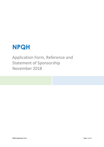 NPQH Application (Successful) | Teaching Resources