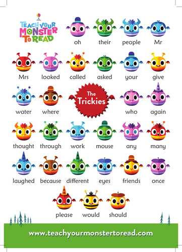 Visual aids: graphemes, images, sight words from Teach Your Monster to ...