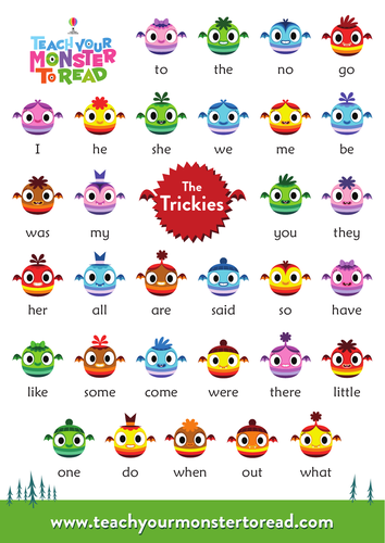 Visual aids: graphemes, images, sight words from Teach Your Monster to ...