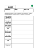 MYP - End of unit reflection template | Teaching Resources