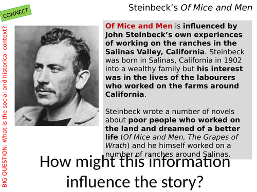 KS3/4 English Of Mice and Men Context lesson | Teaching Resources
