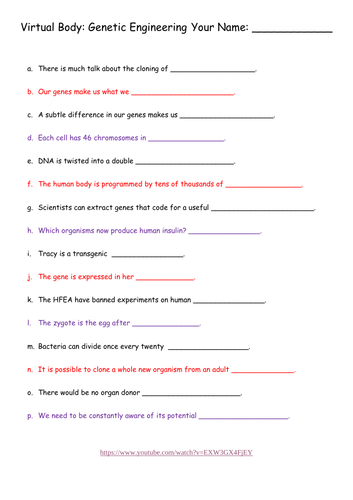 Science in Focus: Genetic Engineering Video Questions | Teaching Resources