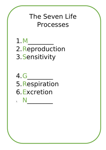 7 Life Processes | Teaching Resources