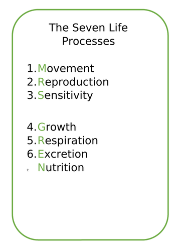 7 Life Processes | Teaching Resources