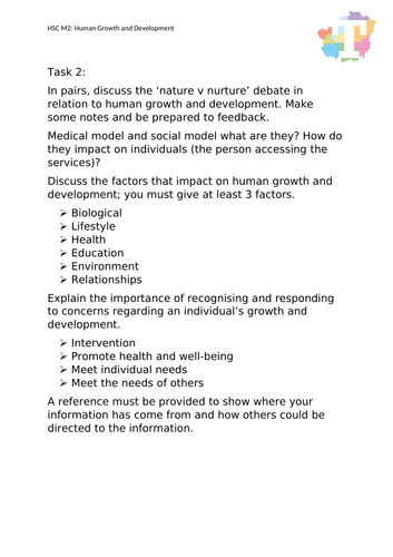 HSC M2 Human Growth & Development | Teaching Resources