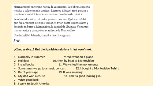 De vacaciones - Spanish holidays. Preterite of ir/ser | Teaching Resources