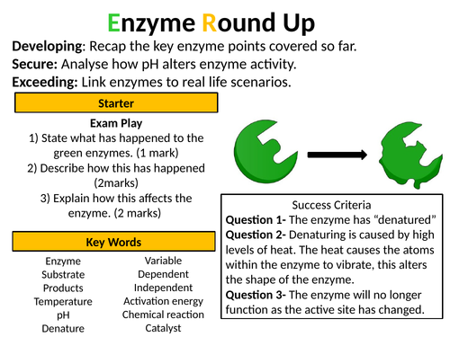 AQA Enzymes | Teaching Resources