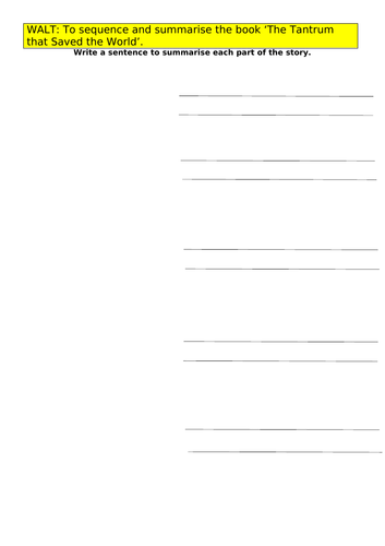 The Tantrum that Saved the World - whole class guided reading upper KS1 ...