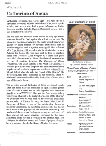 Saint Catherine of Siena (1347-1380) Feast day 29/30th of April ...