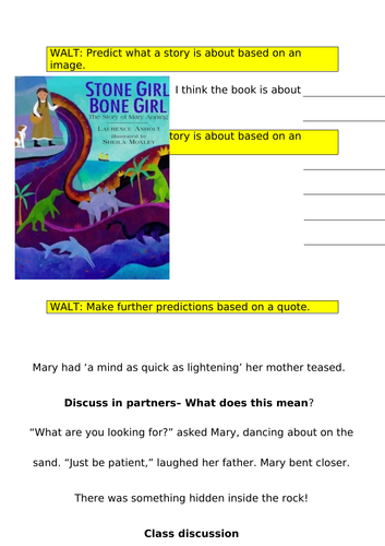 Stone Girl Bone Girl whole class guided reading - upper KS1/ lower KS2 ...