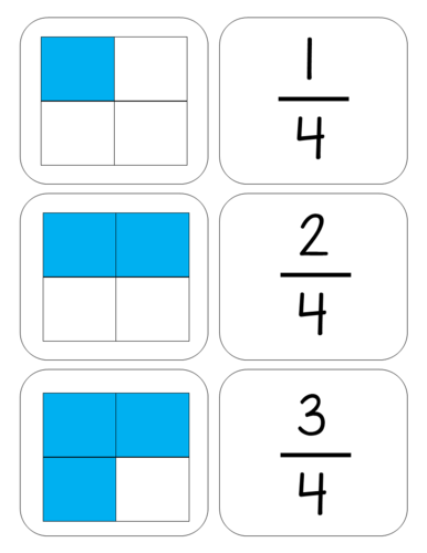 Year 1 Maths - fractions flashcards matching game - halves, quarters ...