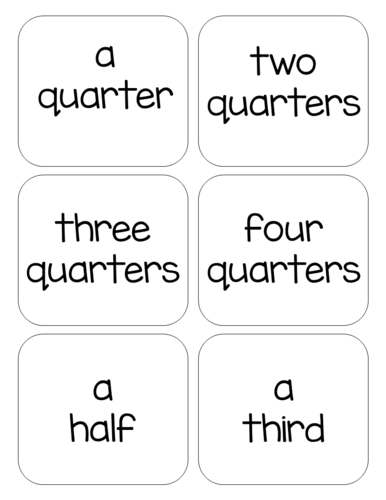 Year 1 Maths - fractions flashcards matching game - halves, quarters ...