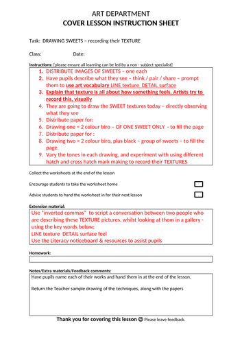 ART COVER LESSONS x 6 suitable for Key Stages 2, 3 & 4, easy ...